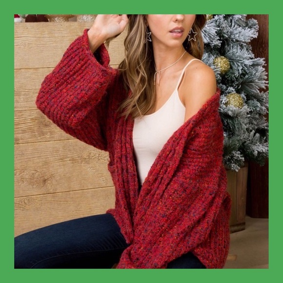Sweaters | New Arrivalred Speckled Cardigan | Poshmark